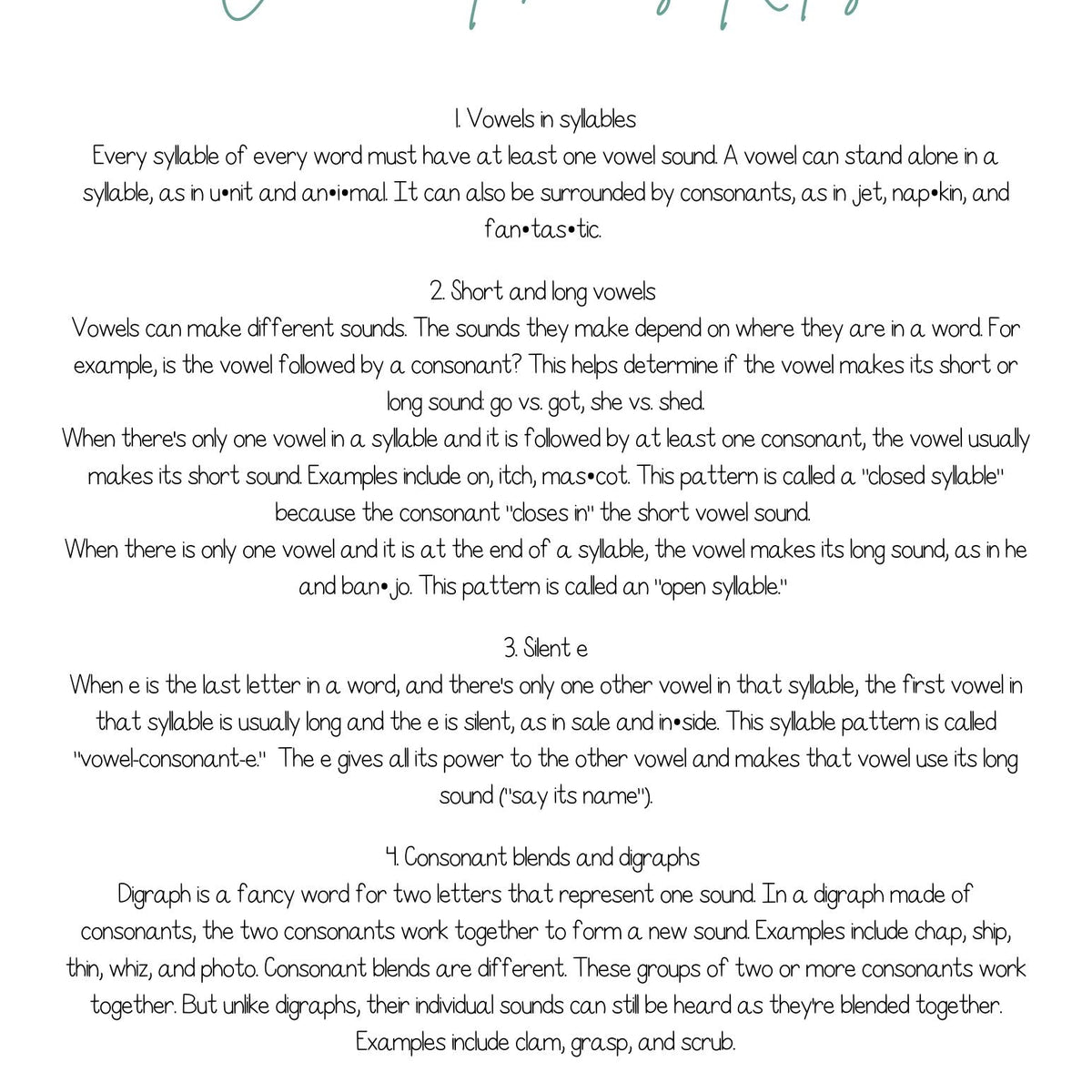 15 Common Phonics Rules | It is a systemic approach to the Science of ...