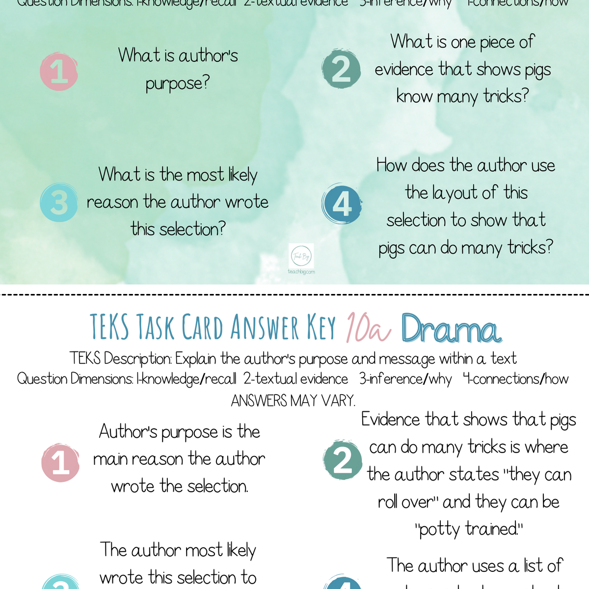 TEKS Task Cards: 10A - Drama – Teach Big!