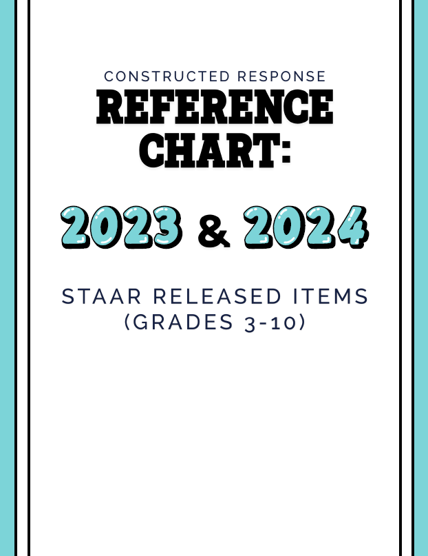 Constructed Response Reference Chart: 2023 & 2024 STAAR Released Items ...
